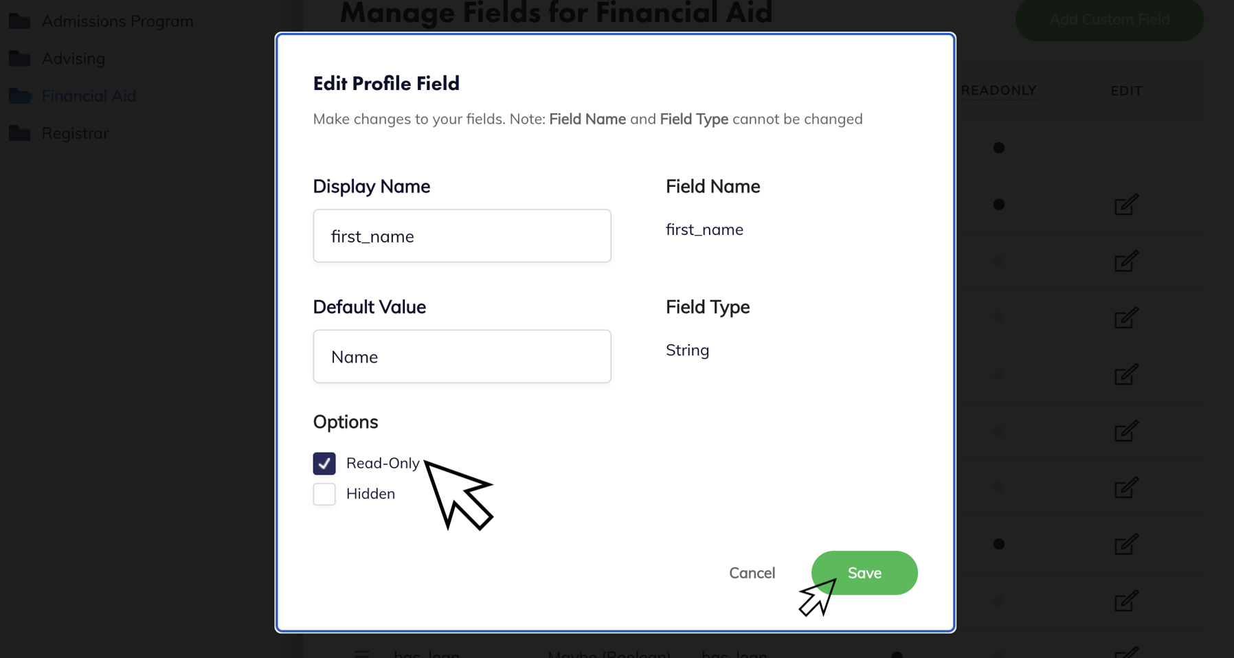 How do I make a field read-only? – Message Support Resource Portal