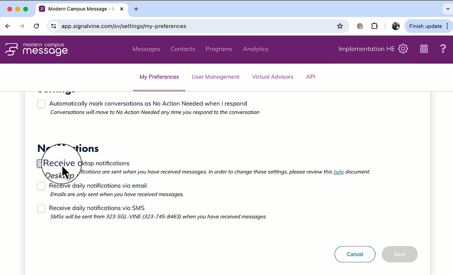 How To Enable And Disable Desktop Notifications Message Support Resource Portal